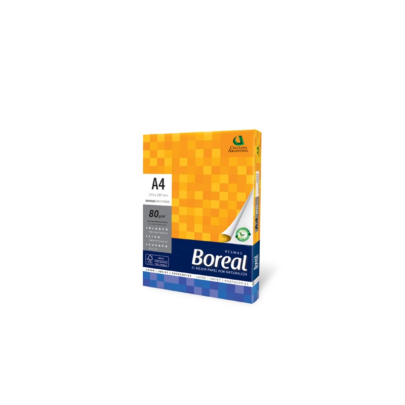 RESMA PAPEL BOREAL A4 80 GRS X 500 HOJAS CAJA X 10