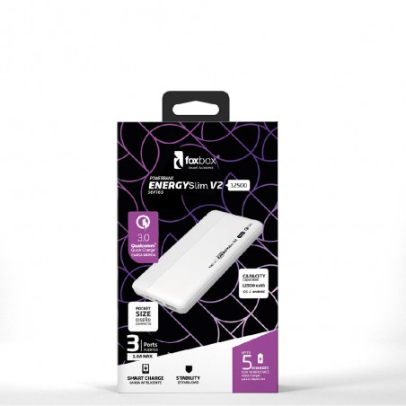 POWER BANK FOXBOX ENERGY SLIM V2 12500 MHA BLANCO