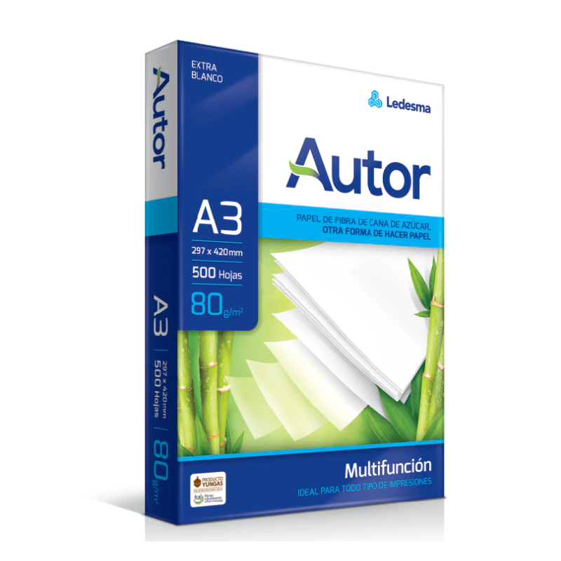 RESMA PAPEL AUTOR A3 80 GRS 500 HOJAS CAJA X 5
