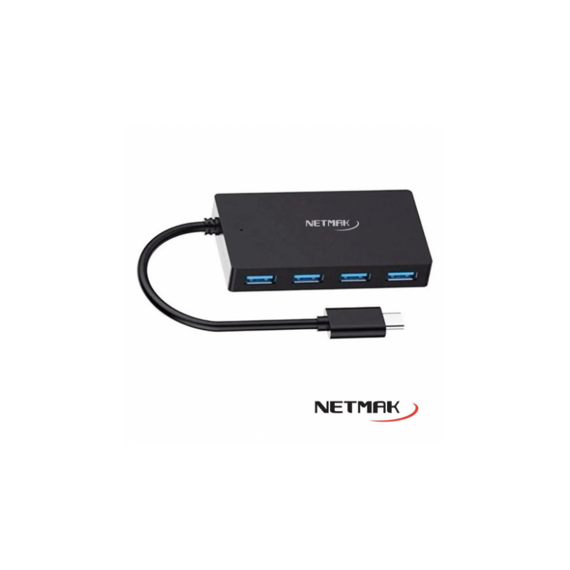 HUB USB NETMAK NM-HUBC USB-C A 4 PUERTOS USB-A 2.0