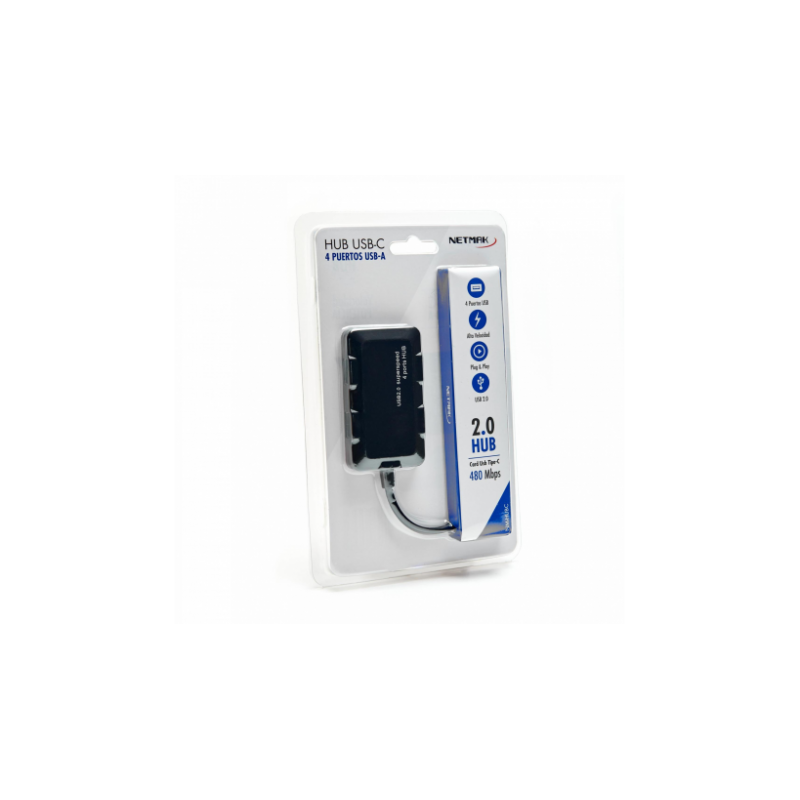 HUB USB NETMAK NM-HUBC USB-C A 4 PUERTOS USB-A 2.0